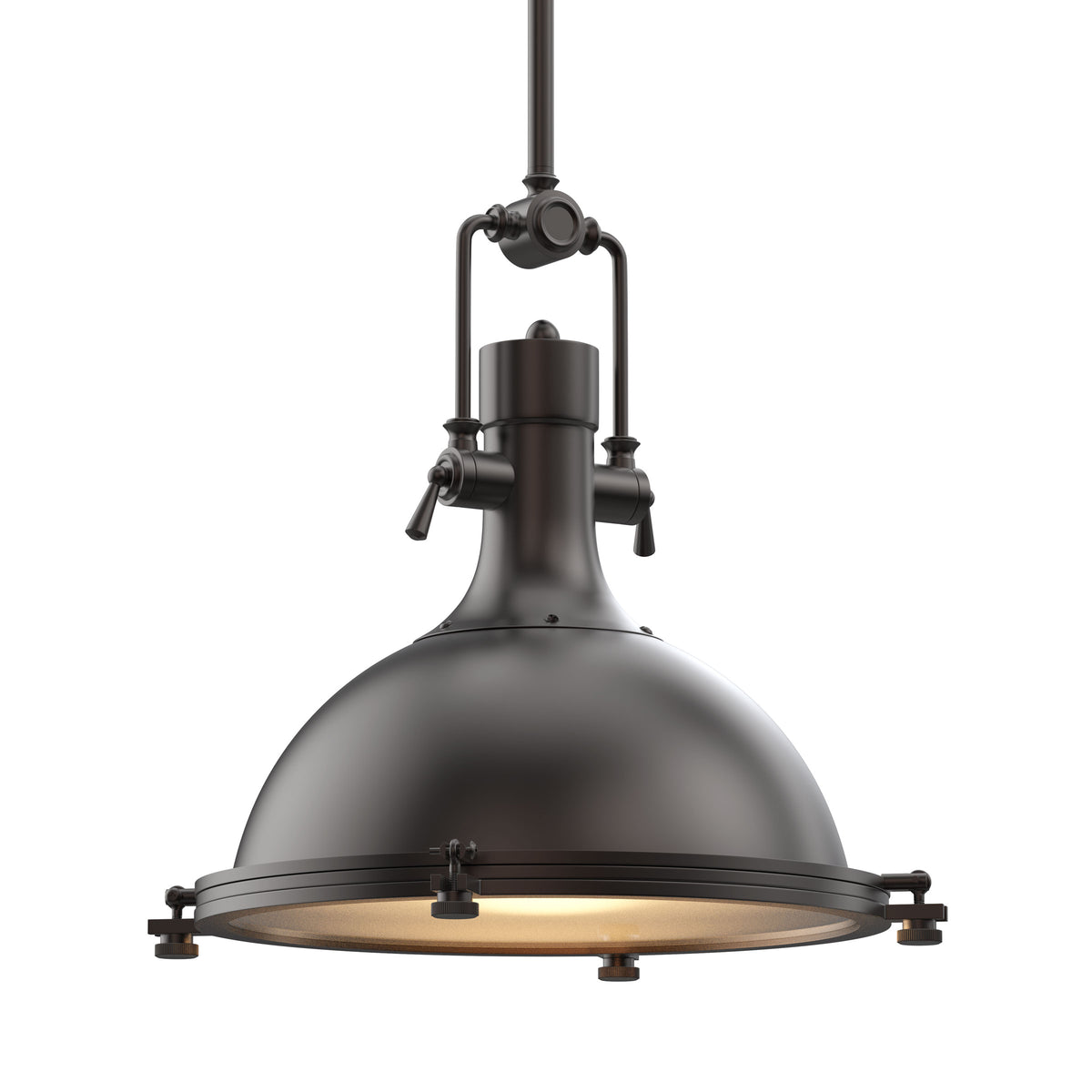 Industrial Pendant Light Fixture, Bronze Finish, Dome Shape, Includes ...